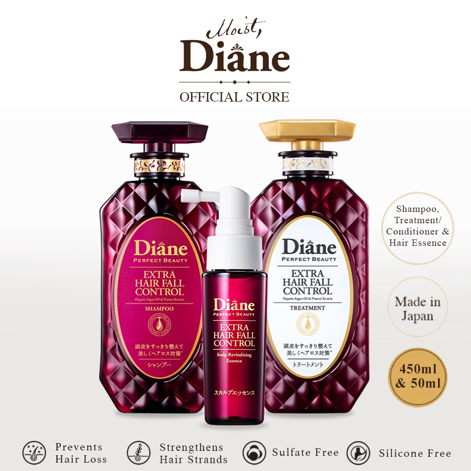 Moist Diane Extra Hair Fall Control Complete Set (Shampoo, Treatment ...