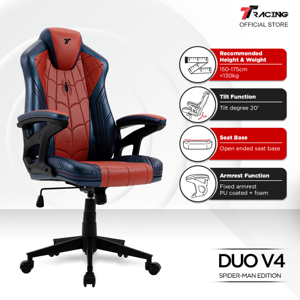 TTRacing Duo V4 Spider-Man Edition Gaming Chair Ergonomic Home Office ...
