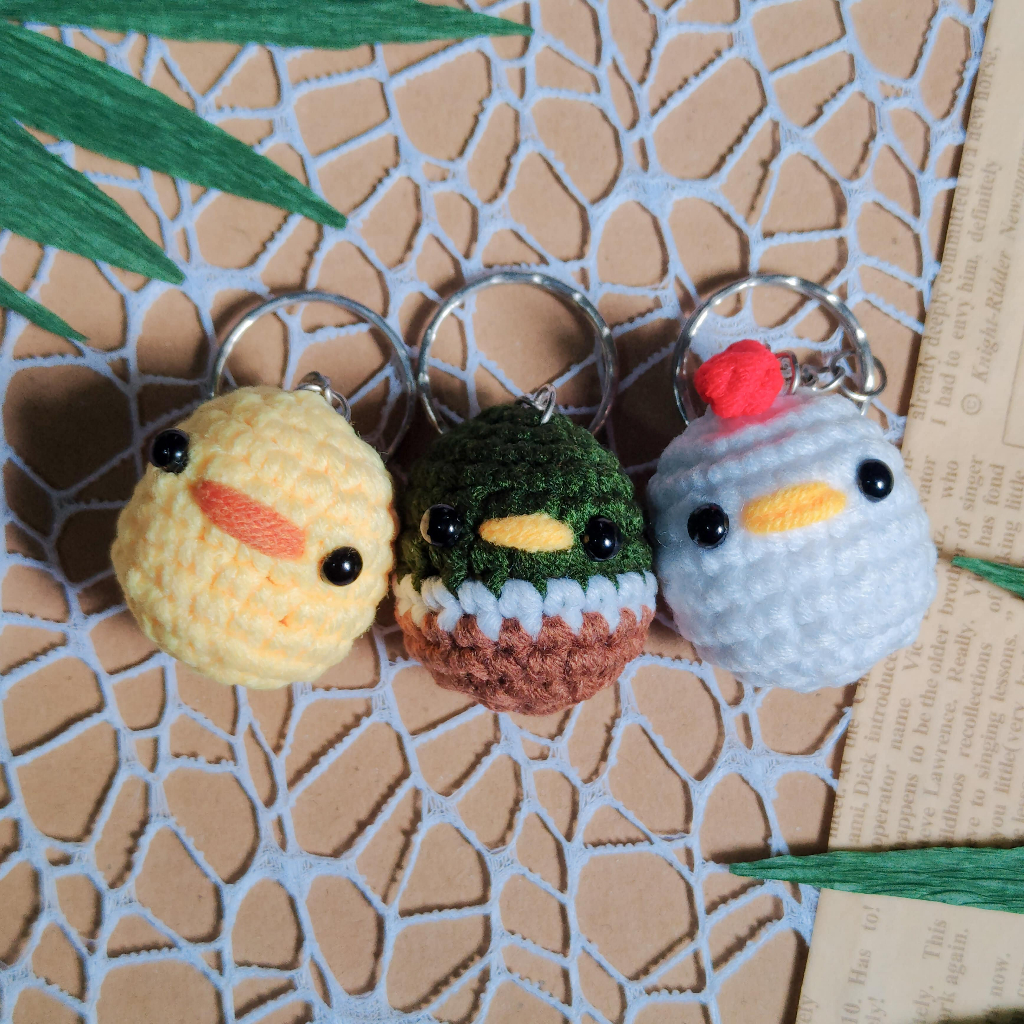 SMALL ROUND CHICK/MALLARD DUCK/CHICKEN AMIGURUMI CROCHET KEYCHAINS ...