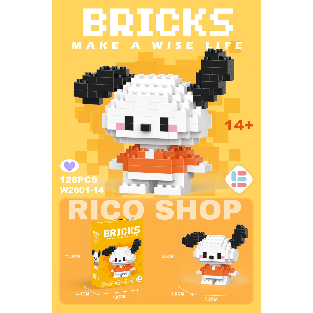 【RICO】Pochacco Mini Building Block Assembled Small Sanrio Particles ...