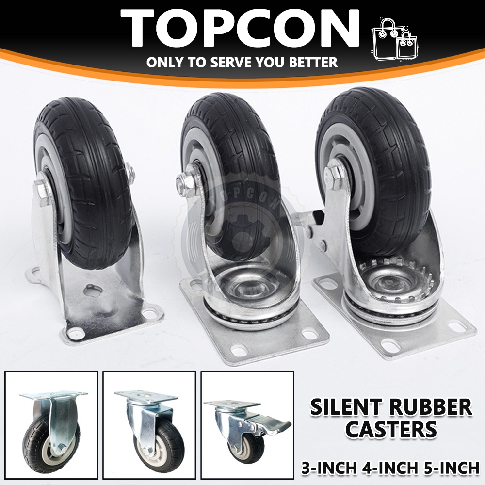 Black Silent Rubber Caster Wheel 3/4/5inch Fixed/Rotate (With Lock ...