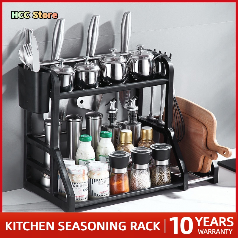 2/3 Tier Spice Rack Kitchen Storage Rack Knife Rack Seasoning Supplies ...