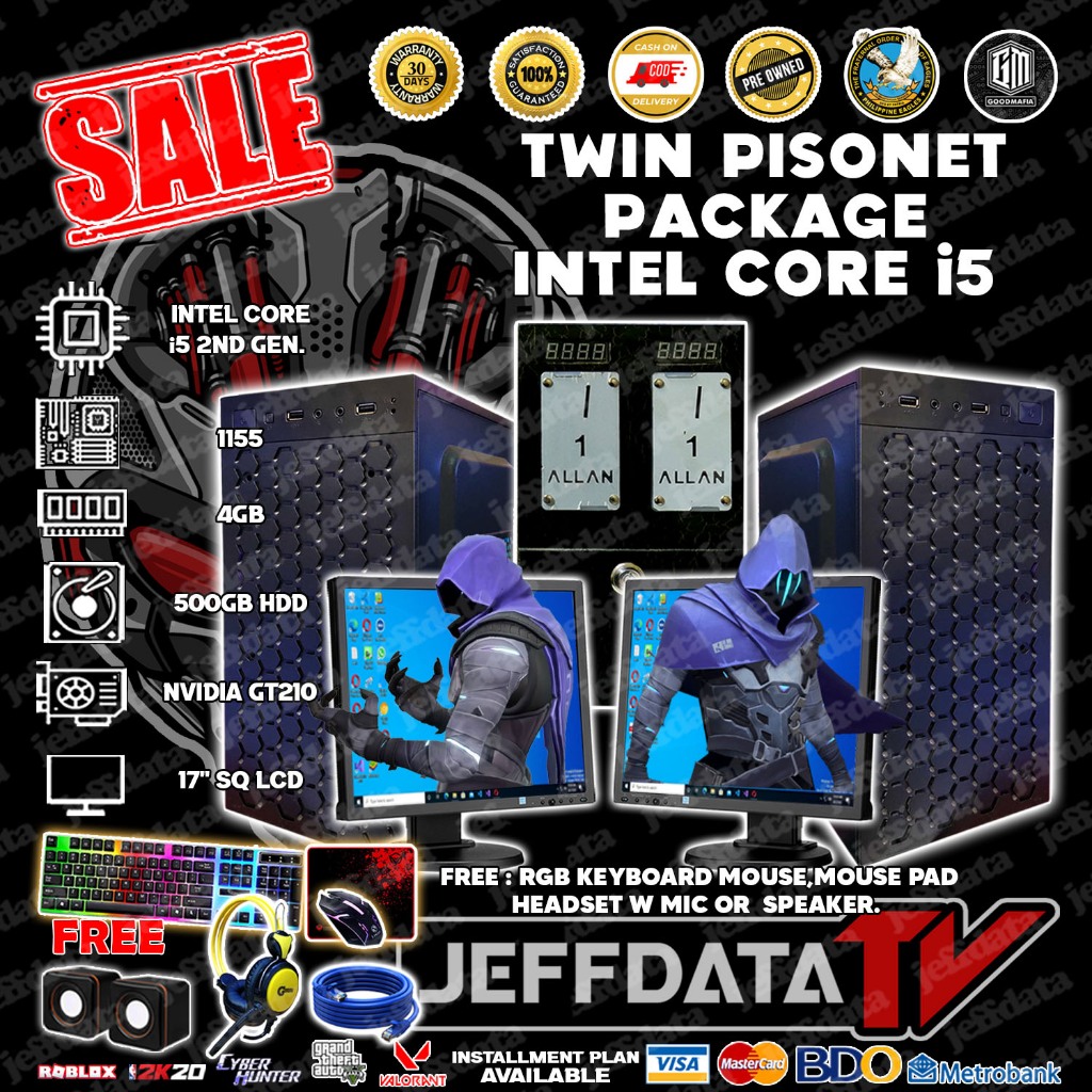 TWIN Pisonet Set i5 2nd gen 4gb 500gb hdd gt210 17sq LCD Monitor w ...