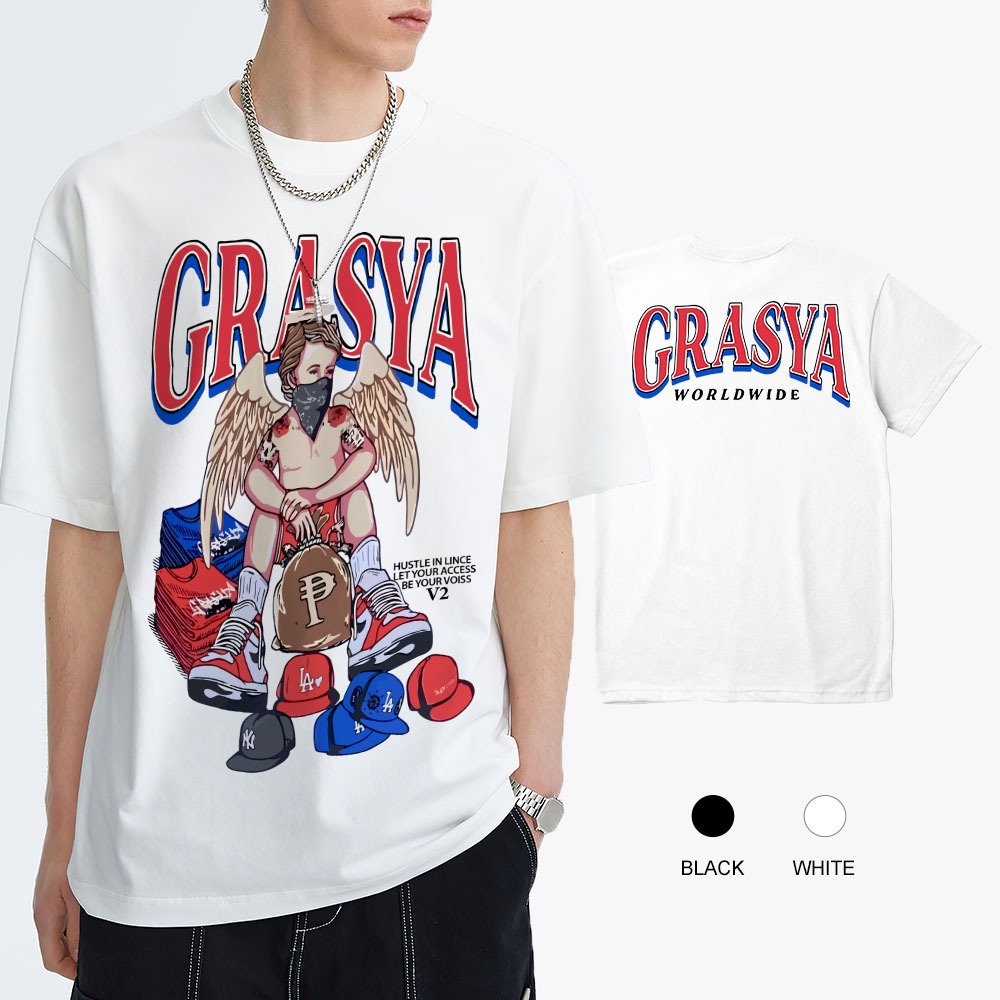 GRASYA WORLDWID HUSTLER ANGEL V2 SHIRT High quality pure cotton T-shirt ...