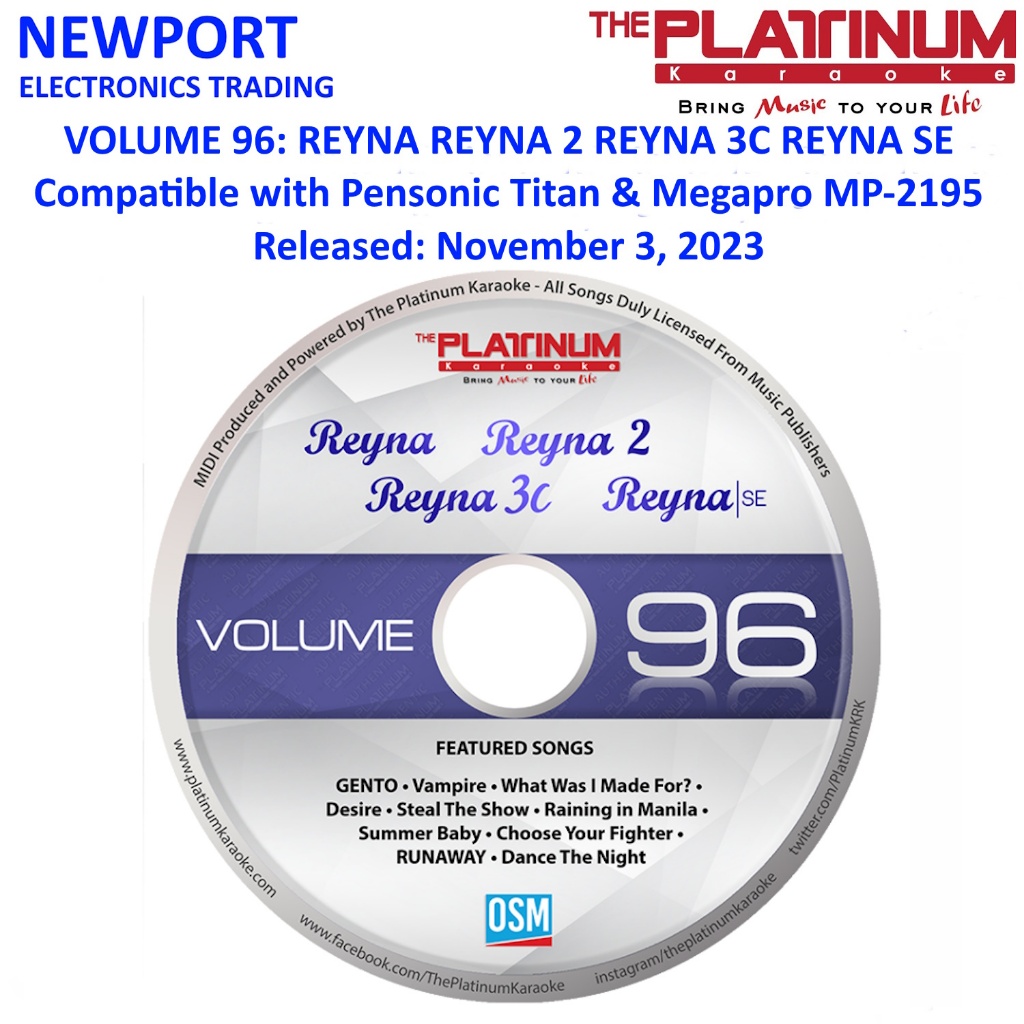 Volume 96 Update Disc of Platinum Reyna Reyna 2 Reyna 3C Reyna SE (Released Nov 23 2023 ...