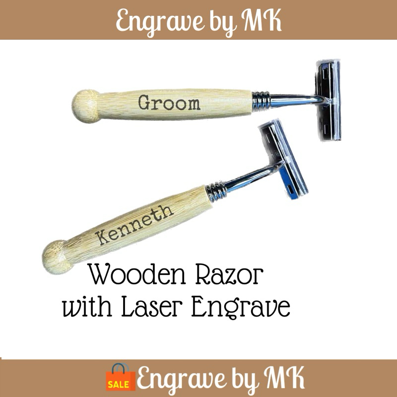 Personalized Wooden Razor with Laser Engrave for Groom Wedding Souvenir ...