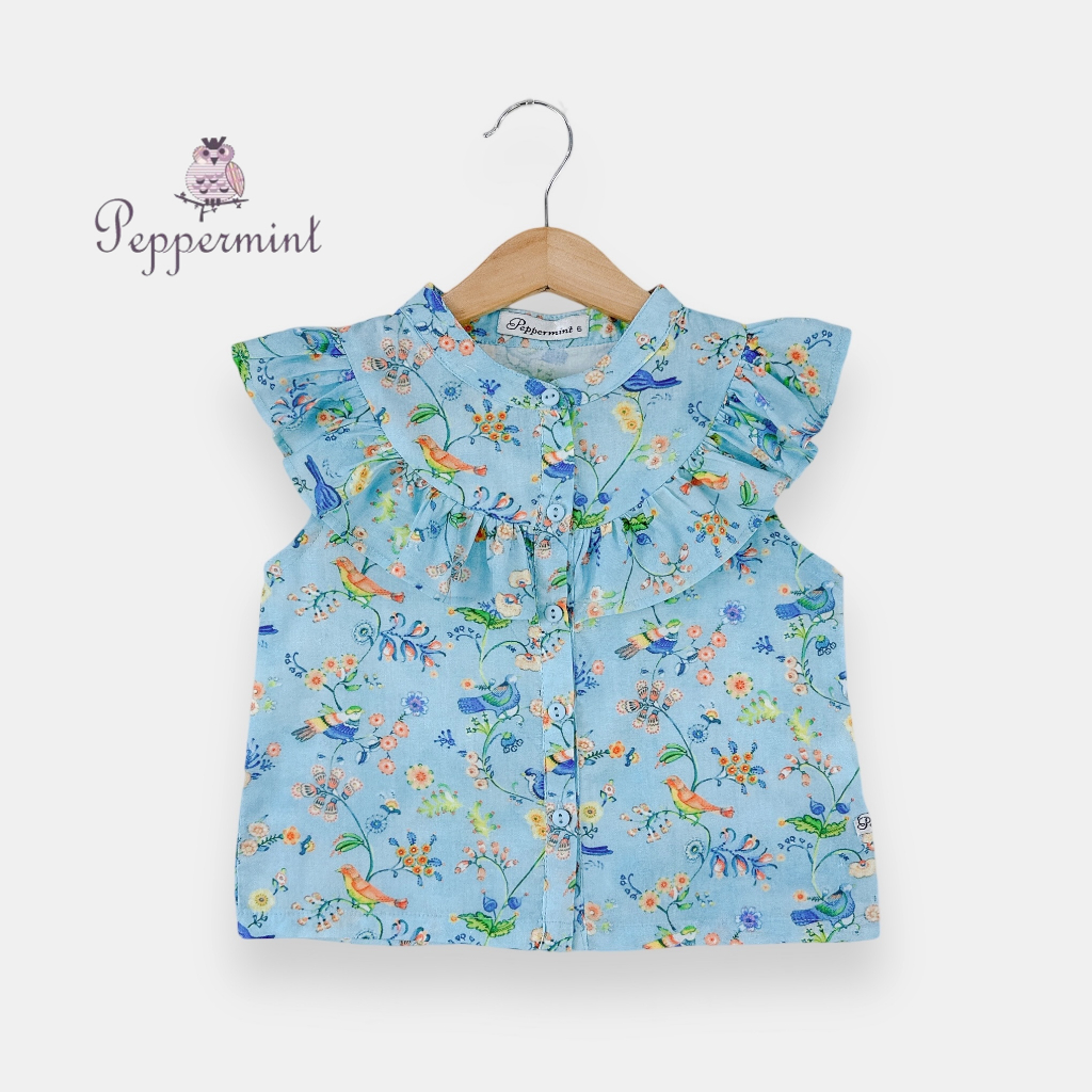 Peppermint Kids Gingerinne Blouse (Light Blue/Coral) | Shopee Philippines