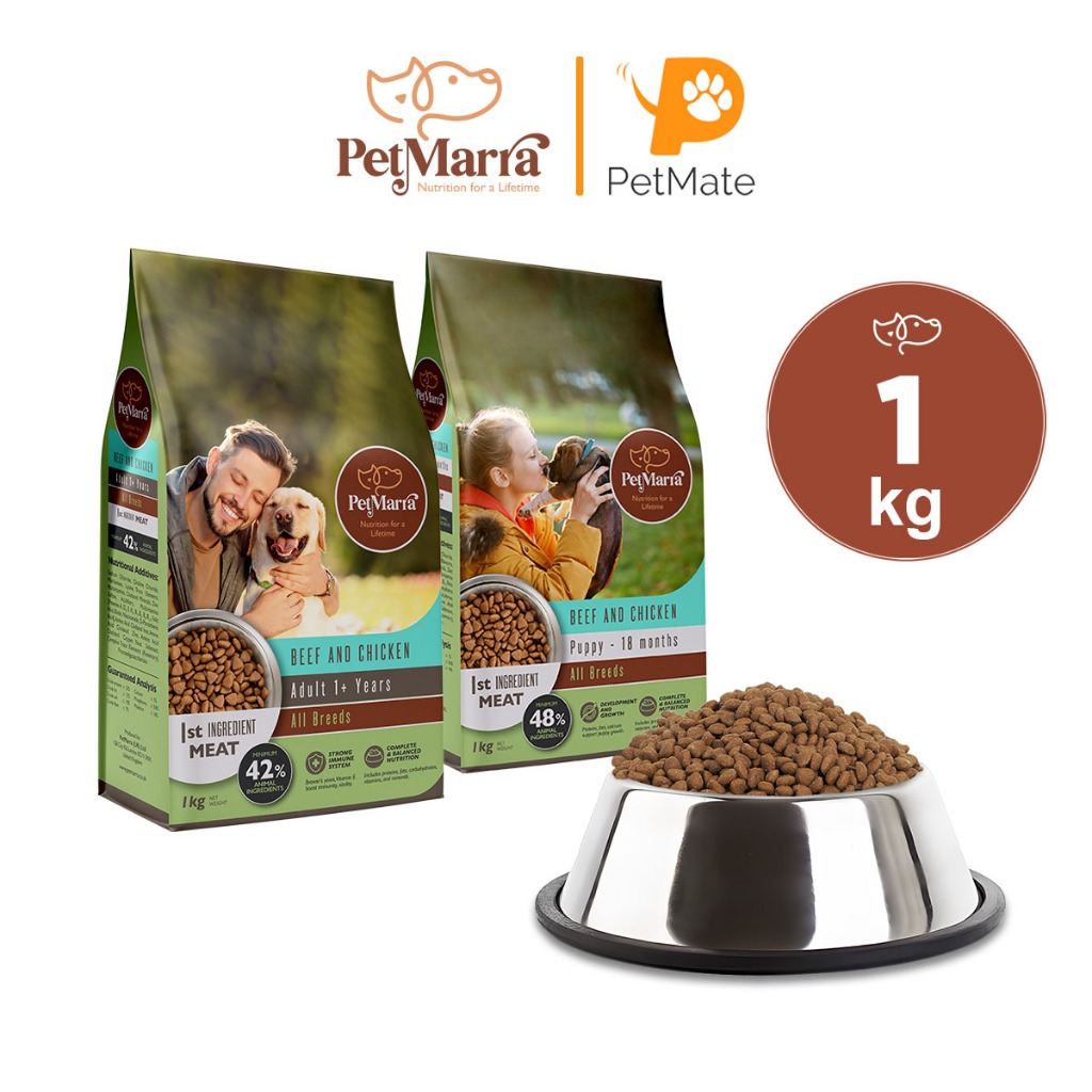PetMarra Adult Puppy Dog Dry Food Beef Chicken Flavor 1kg Collection - PetMate dogs kibble ...