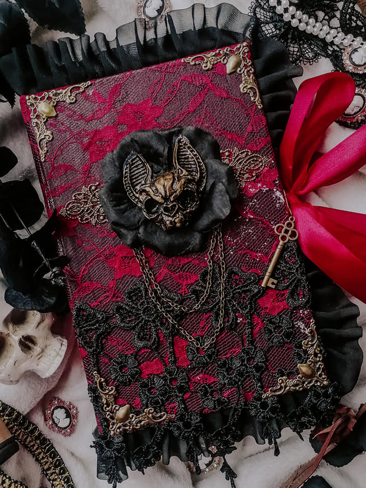 PREORDER Gothic Bat Skull Red Vampire Handmade Hard Covered Blank ...
