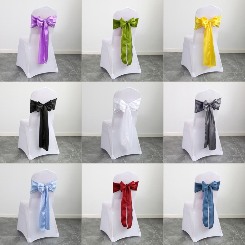 RIBBON ORGANZA Catering Chair Ribbon Monoblock Chair Ribbon Silk Satin ...