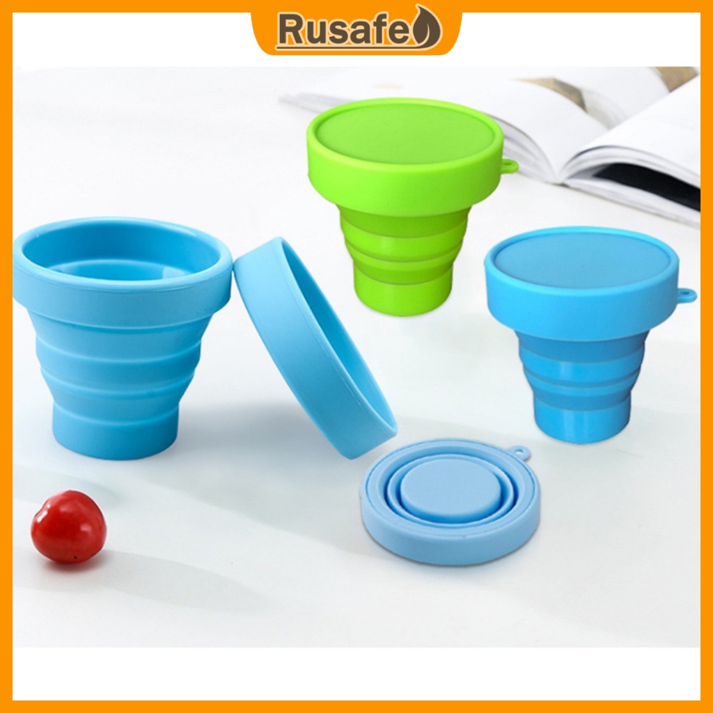 Collapsible Silicone Cup With Cover Portable Collapsible Telescopic Cup ...