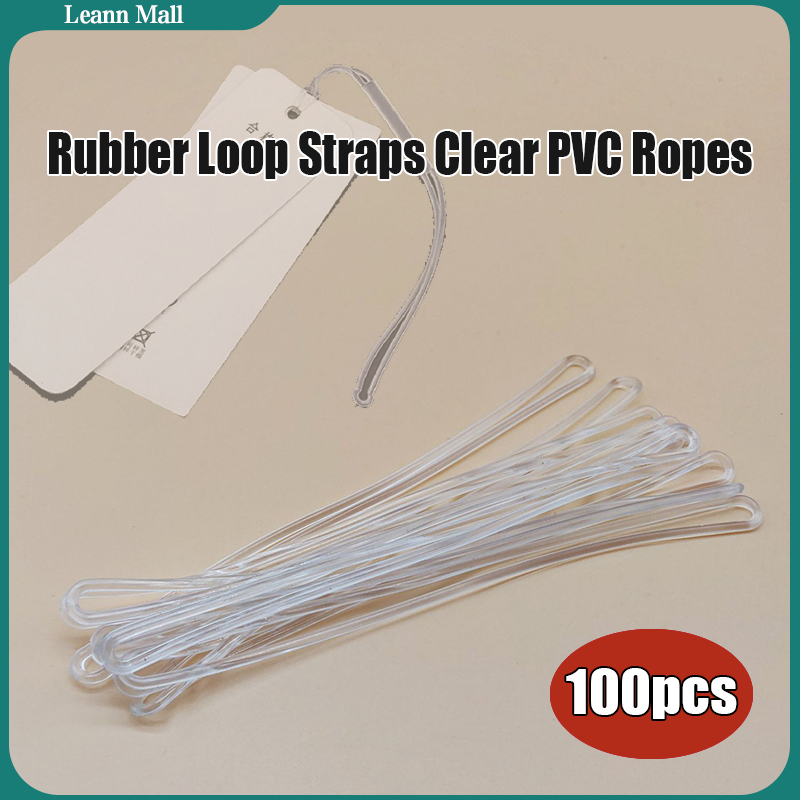 100PCS Clear PVC Ropes Rubber Loop With Clear PVC Rope For Bag Tag ...