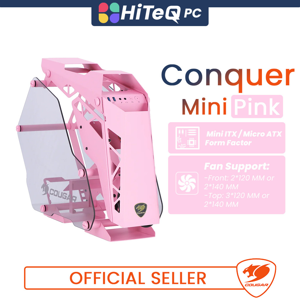 HiteqPC | COUGAR CONQUER MINI PINK EDITION ALUMINUM GAMING CASE W/TG (M ...