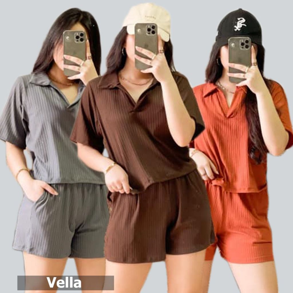 NZT Collar Sleeves Knitted Top and Shorts Terno Set Coordinates Vern ...