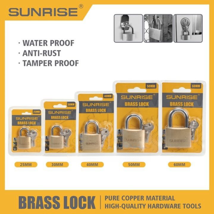 SUNRISE BRASS PADLOCK short shackle 25MM /30MM /40MM | Shopee Philippines
