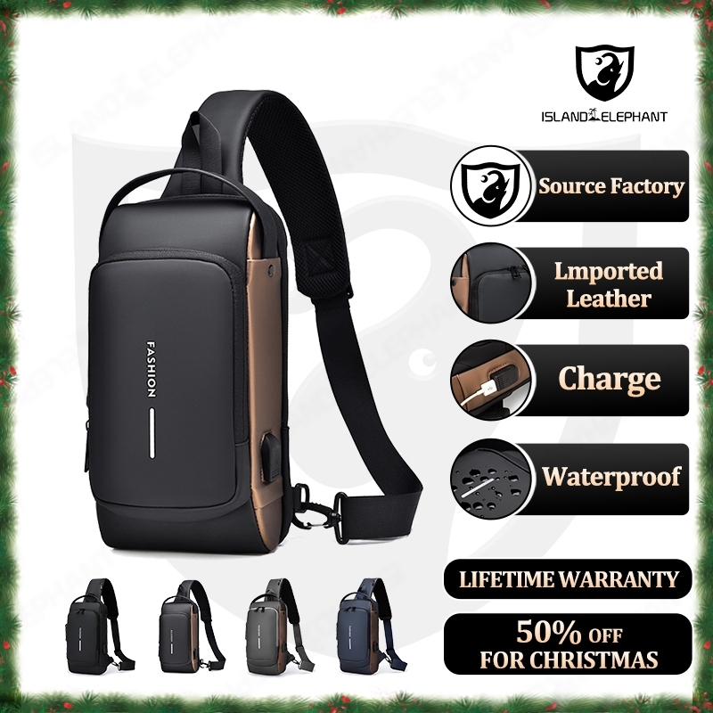 ISLAND ELEPHANT Motorcycle Sling Bag Chest Bag Shoulder bag USB Waterproof | Shopee Philippines