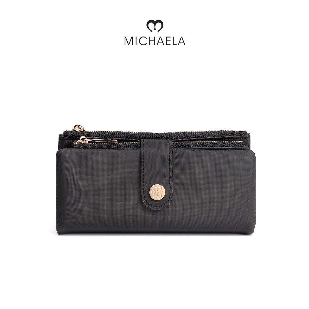 MICHAELA Nylon Textured Long Wallet 14 Card Holders 3 Cash Slots ...