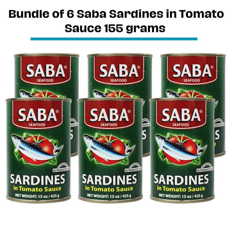 BUNDLE OF 6 SABA Sardines in Tomato Sauce 155 grams | Shopee Philippines
