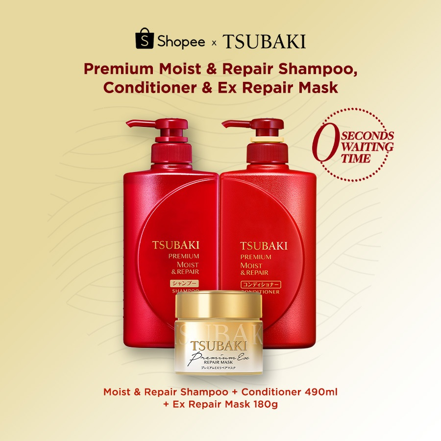 TSUBAKI Premium Moist & Repair Shampoo, Conditioner & Ex Repair Mask Set | Shopee Philippines