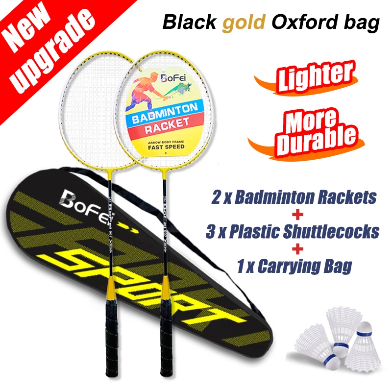 （2 Gifts) Badminton Set 2pcs Alloy Badminton Racket for Adult Fitness ...
