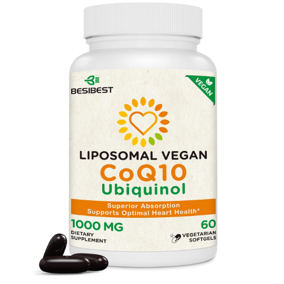 1,000 mg Liposomal CoQ10 Ubiquinol Supplement Coenzyme Q10 100% Natural by Besibest 60 Softgels ...