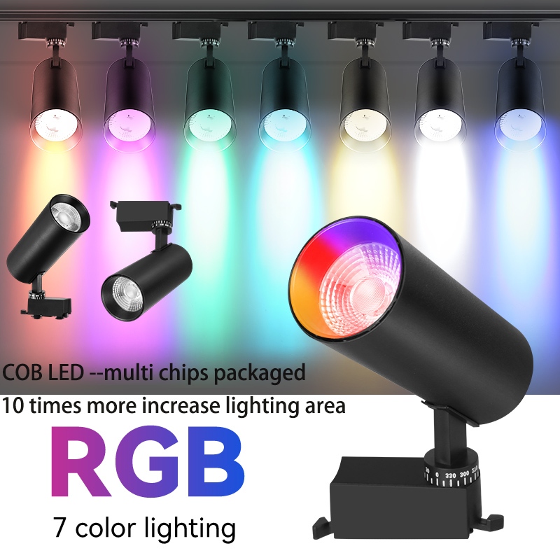 RGB Spot Light Ceiling Lighting 7 Colors Led Track Lights 20W Christmas ...