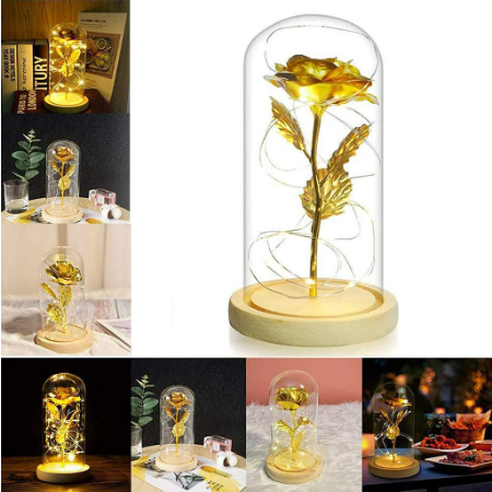 Galaxy Rose with Box, Eternal Rose with LED Light, Glass Dome, Rose ...