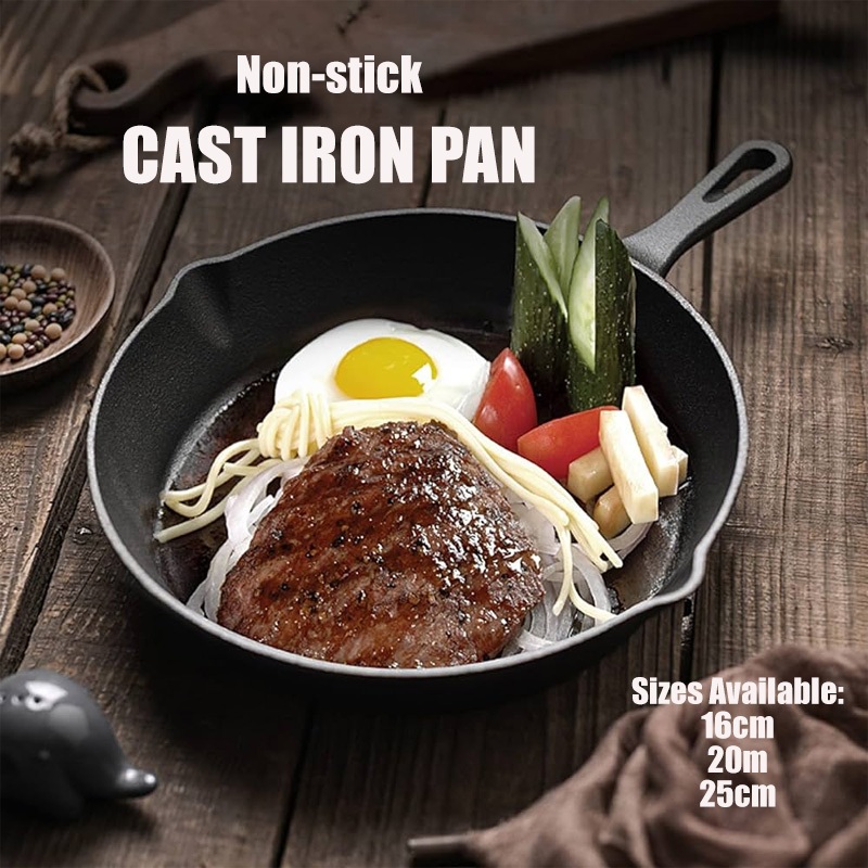 Natural Single Handle Iron Non-stick Frying Pan Fried Roasted Skillets ...