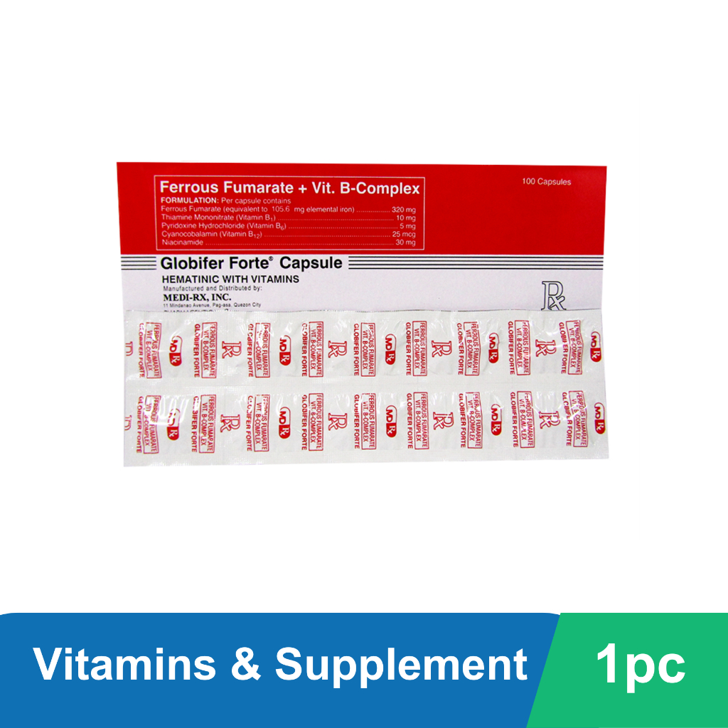 Globifer Forte Iron, B Complex & Niacinamide Capsule | Shopee Philippines