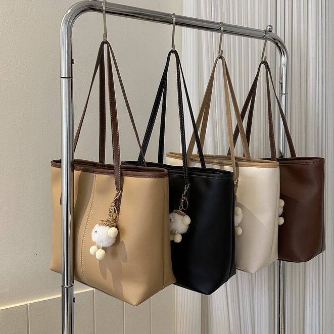 Fashionable Large Capacity Shoulder Bag Solid Color Versatile Tote Bag ...