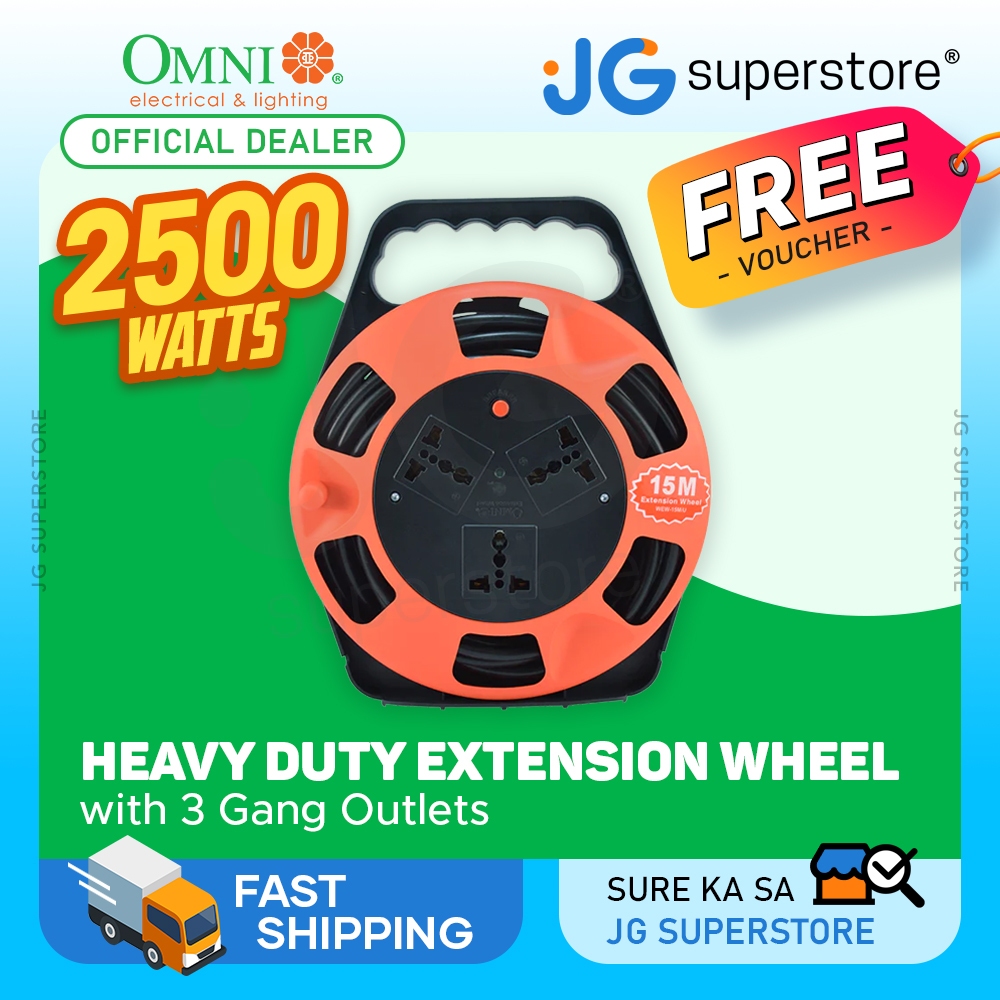 OMNI Heavy Duty Extension Wheel - 10m, 15m 2500W 10A 220V w/ 3 Gang ...