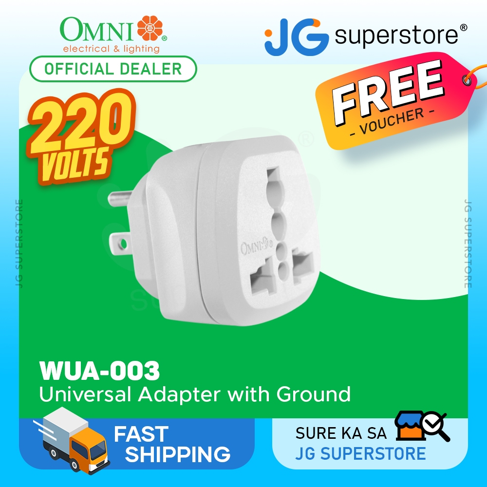 OMNI Universal Adapter with Ground 15A 220V Plug and Outlet | WUA-003 ...