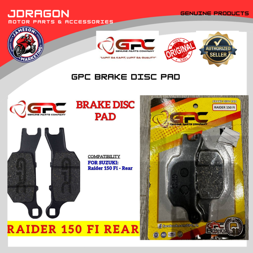 GPC RAIDER 150 FI BRAKE DISC PAD | Shopee Philippines
