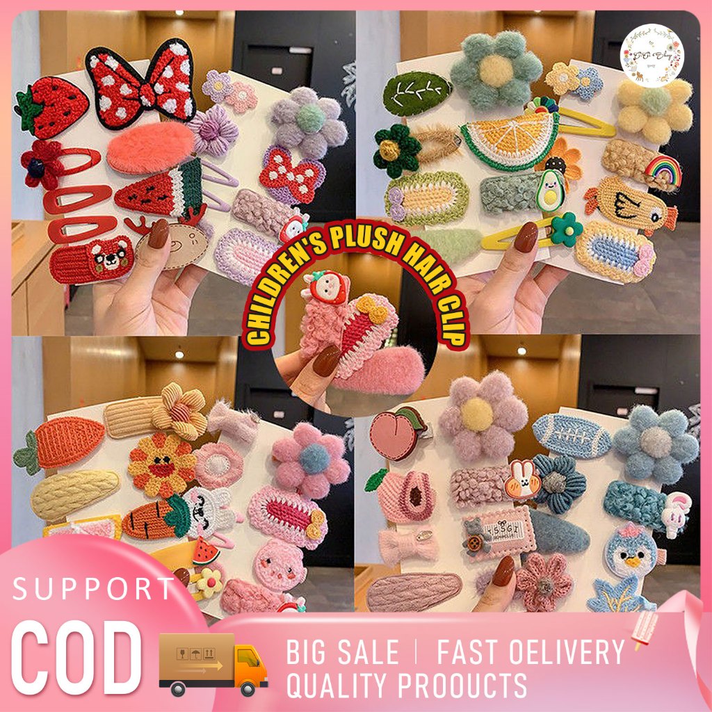 CICI Kids Children Hairpins Baby Girl Plush Hair Clips Cute Bow Flower ...