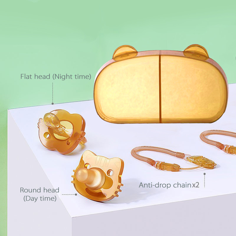 3 In 1 Baby Pacifier Set Anti-drop Chain Nipple Box Silicone Teether ...