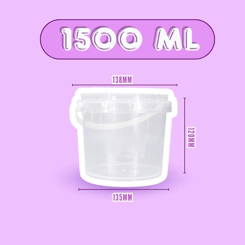 ON HAND 500ml/750ml/1000ml Round Clear Plastic Bucket Container With ...