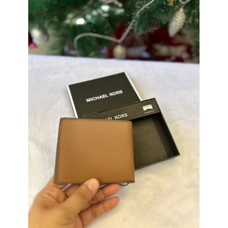 MICHAEL KORS Andy Slim BillFold Saffiano Leather Wallet Shopee Philippines