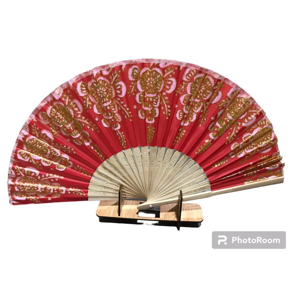 Bamboo Vintage Folding Fan Flower Design - Wood fan 35*22cm (personal ...