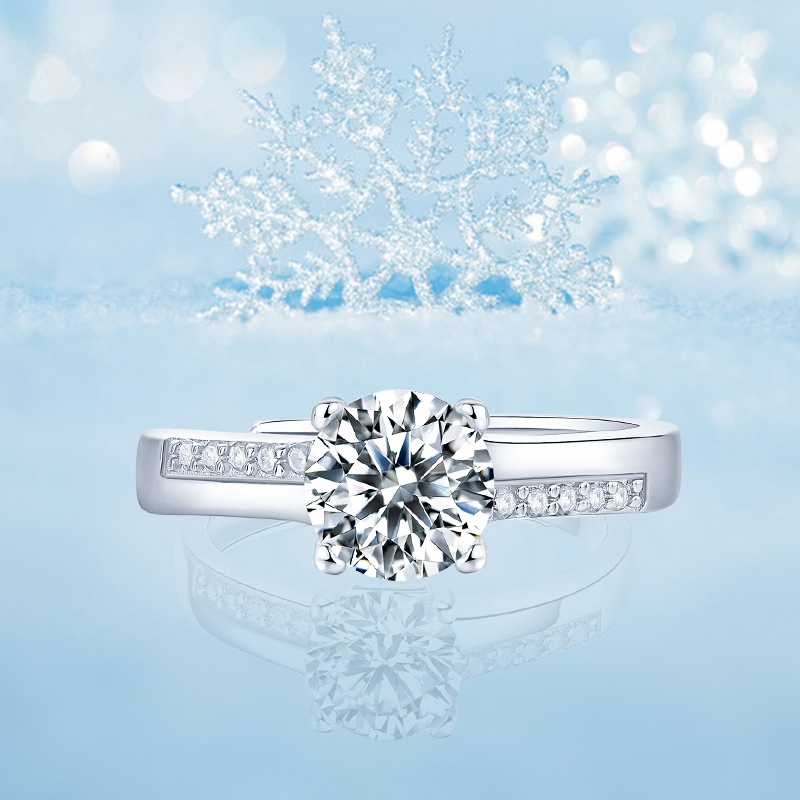GRA moissanite ring female diamond 1 carat sterling silver wedding ...