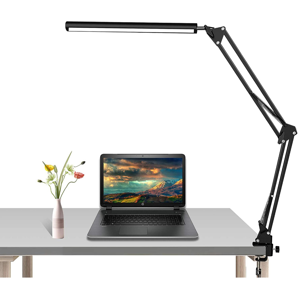 10W LED Desk Lamp Swing Arm Desk Light with Clamp Reading Desk Lamps ...