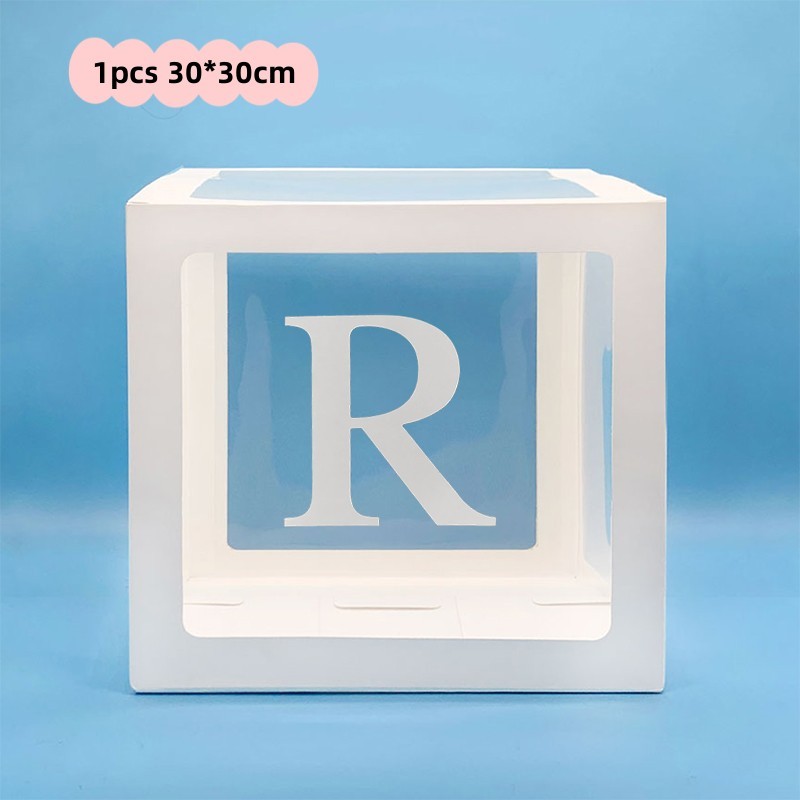 30*30cm A-Z Alphabet Transparent White Balloon Box Baby Shower One Year ...