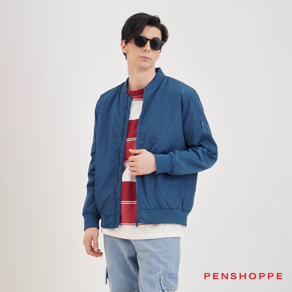 Penshoppe Bomber Jacket With Quilted Lining And Sleeve Pocket For Men ...