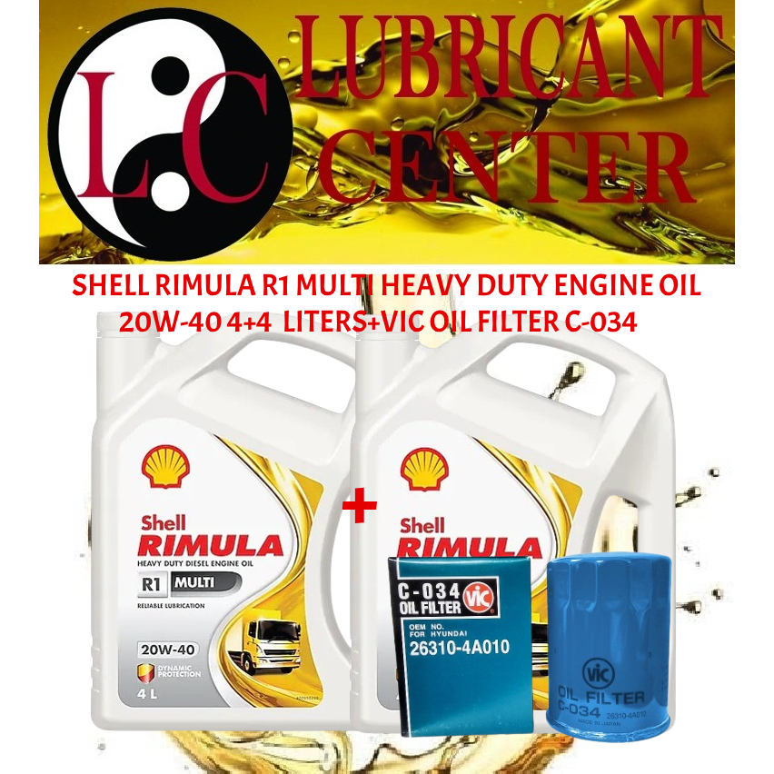 SHELL RIMULA R1 MULTI HEAVY DUTY ENGINE OIL 20W-40 8 LITERS+VIC OIL ...