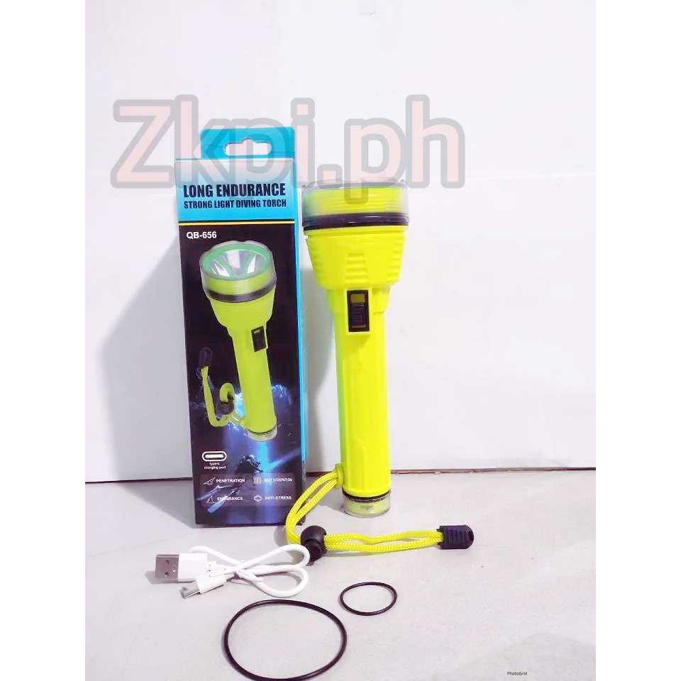 Strong Flashlight Diving Torch QB-656 Water Resistant Long Endurance ...