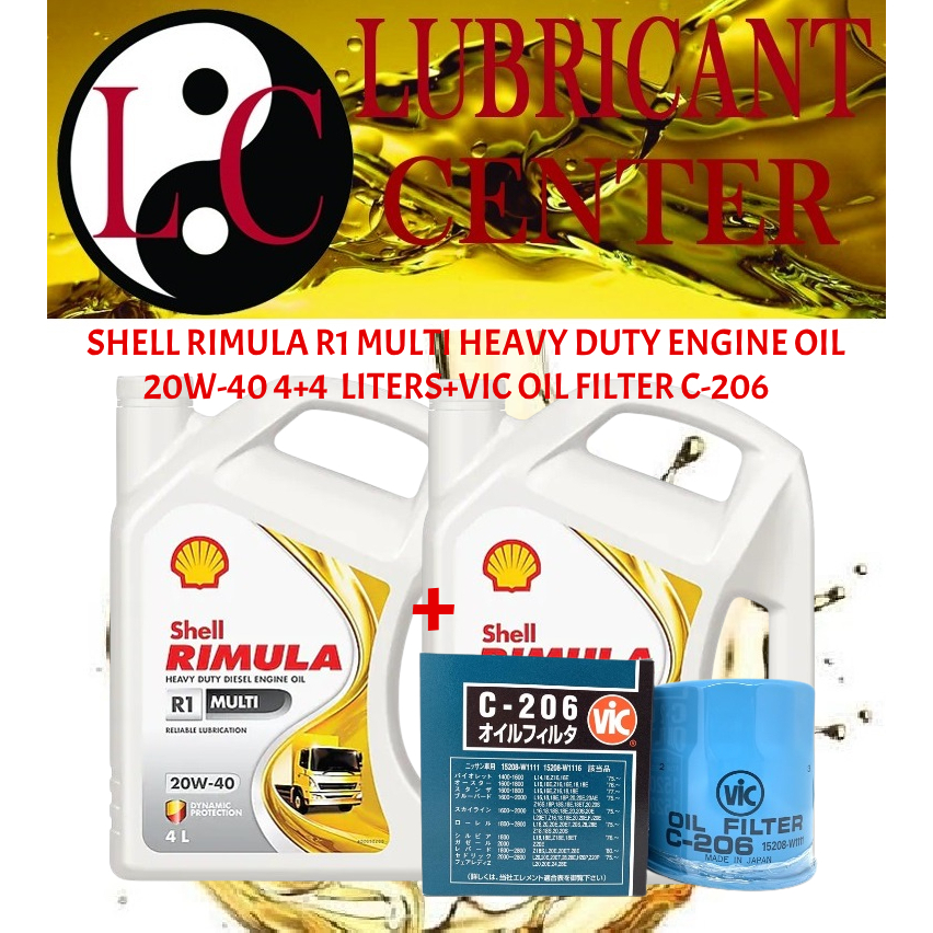 SHELL RIMULA R1 MULTI HEAVY DUTY ENGINE OIL 20W-40 8 LITERS+VIC OIL ...