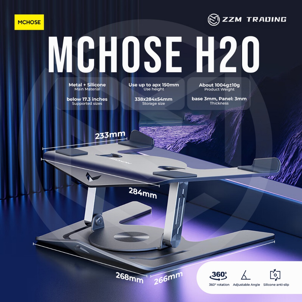 MCHOSE H20 360° Rotation Adjustable Angle Silicone Anti-Slip Laptop ...