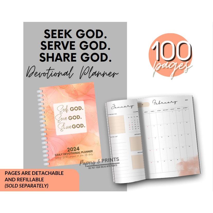 2024 PLANNER | PEACH FUZZ THEME | 100-PAGE DEVOTIONAL PLANNER | BIBLE READING PLANS, GOALS ...