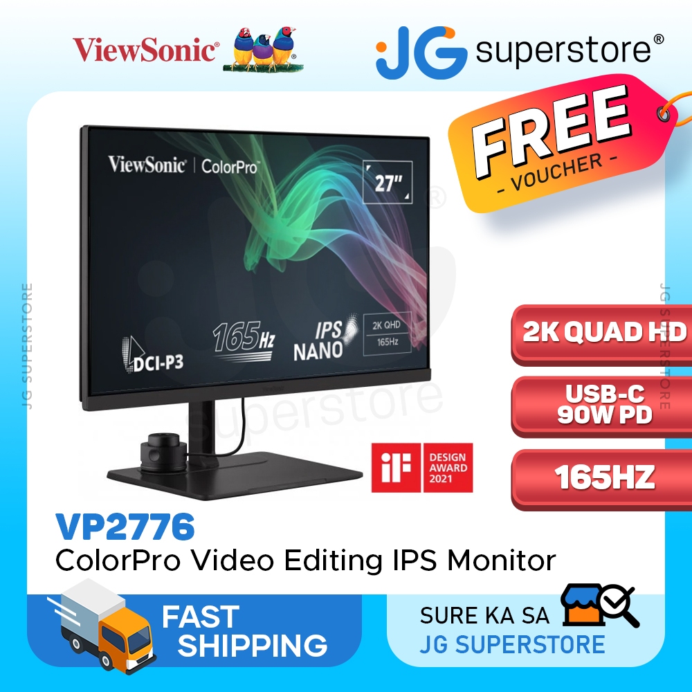 ViewSonic VP2776 ColorPro 27" QHD 165Hz Video Editing DCI-P3 IPS NANO ...