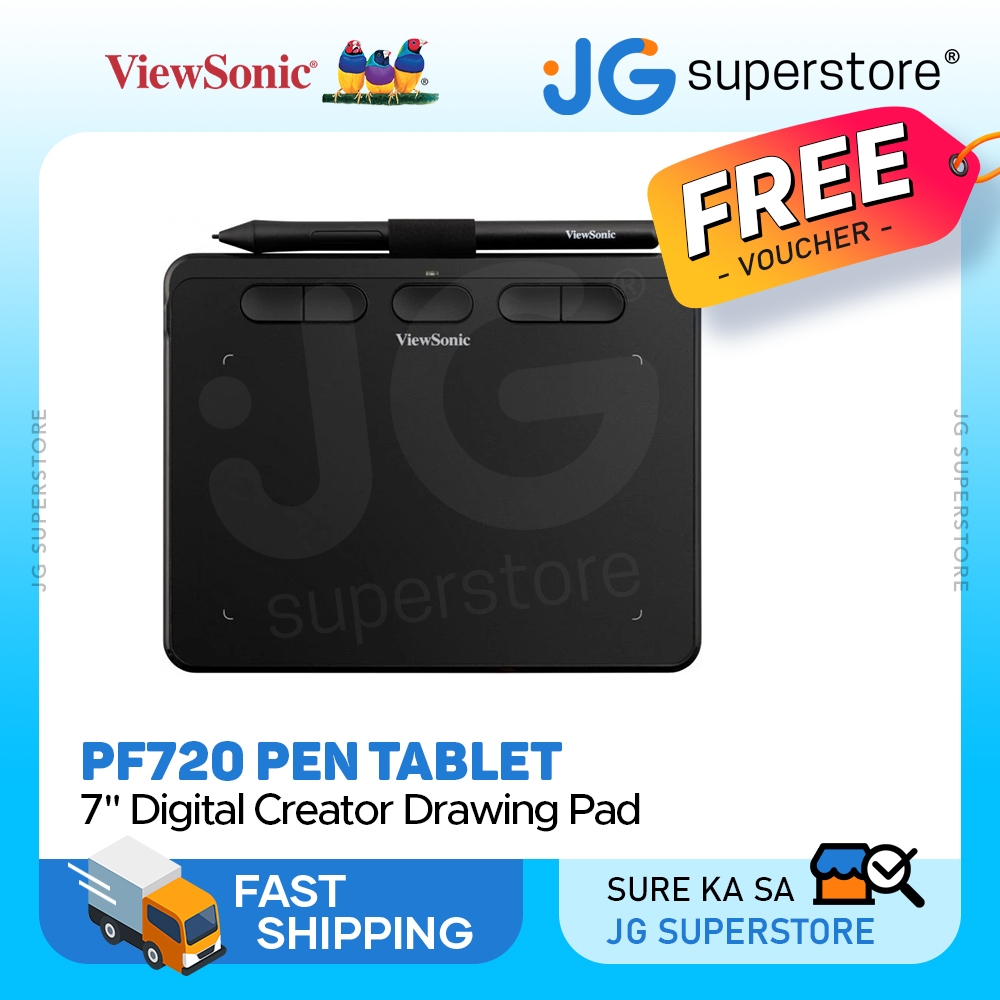 ViewSonic PF720 Pen Tablet USB-C 7" Digital Creator Graphic Pad for PC ...