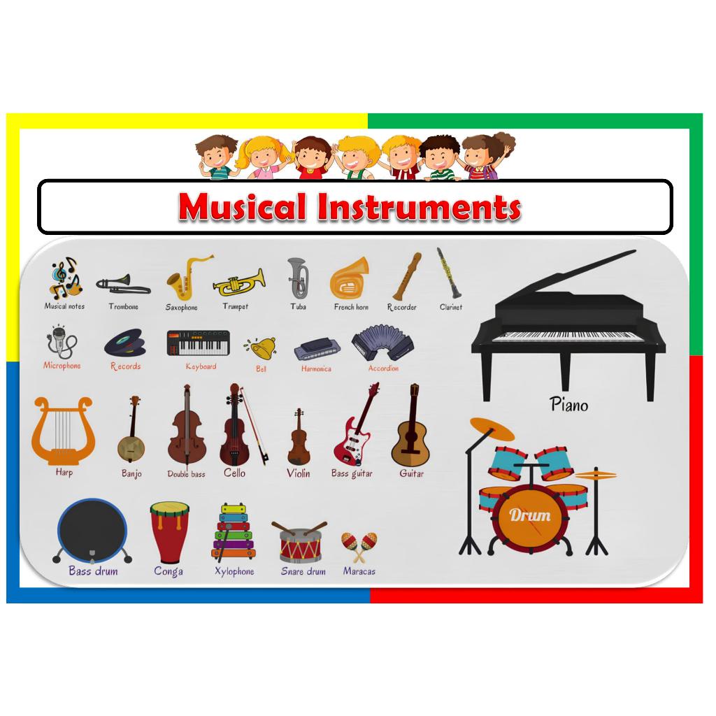 Laminated Educational Chart - Musical Instruments - A4 - with random ...